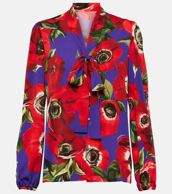 Dolce & Gabbana Tie-neck Floral Blouse