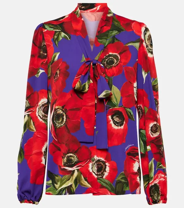 Dolce & Gabbana Tie-neck Floral Blouse - Multicoloured