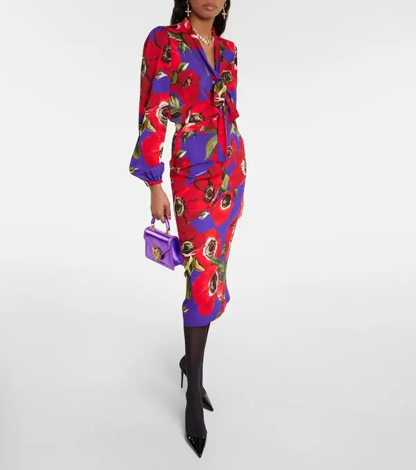 Dolce & Gabbana Tie-neck Floral Blouse - Multicoloured