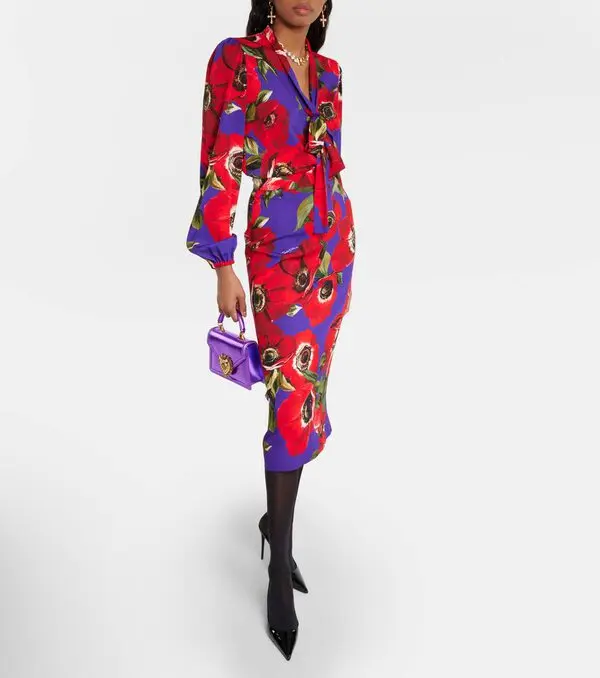 Dolce & Gabbana Tie-neck Floral Blouse