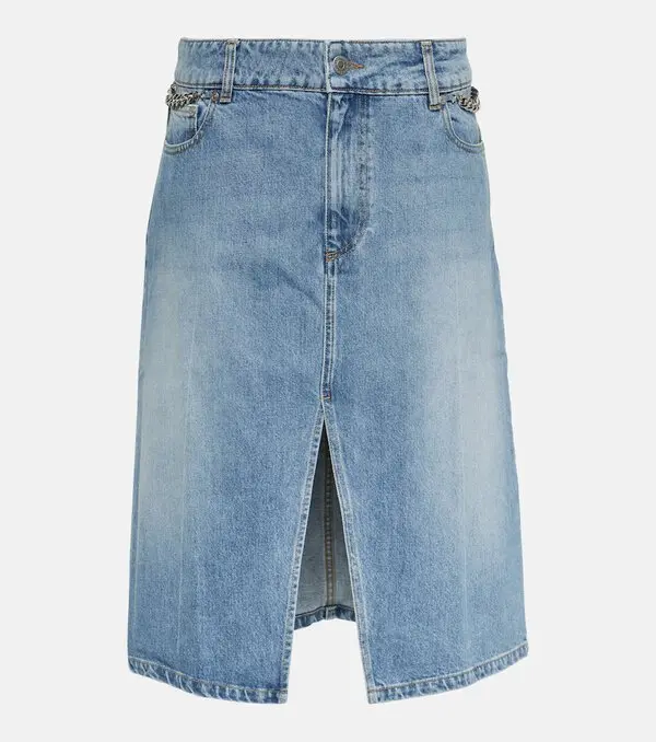 Stella McCartney Front-slit Denim Midi Skirt - Blue