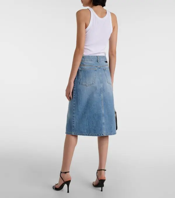 Stella McCartney Front-slit Denim Midi Skirt