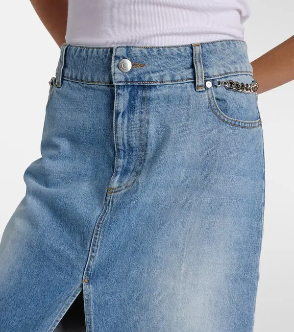 Stella McCartney Front-slit Denim Midi Skirt