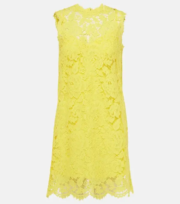 Dolce & Gabbana Cotton-Blend Lace Minidress In Yellow - 40% Off |  Editorialist