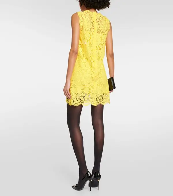 dolce and gabbana yellow lace dress Dolce & Gabbana Yellow lace crystal mini Women's dress