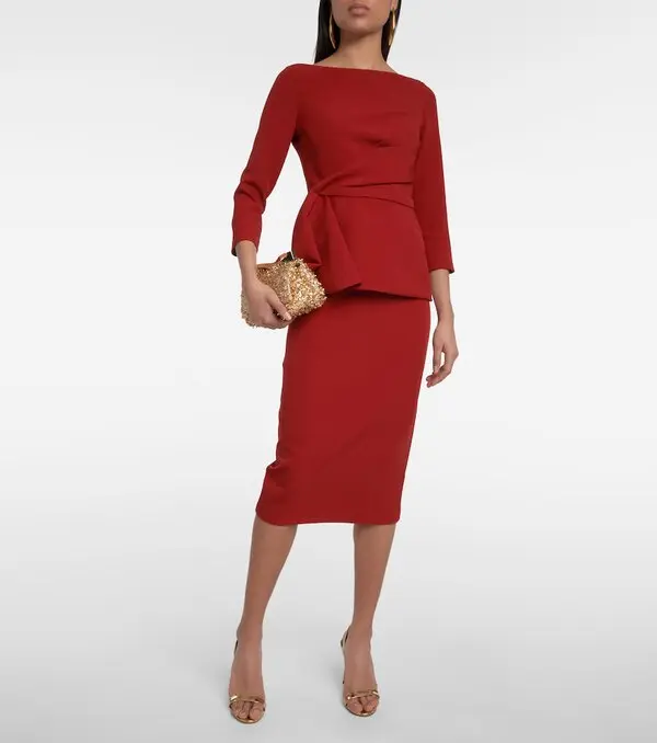 Safiyaa Hokoku Pencil Skirt - Red