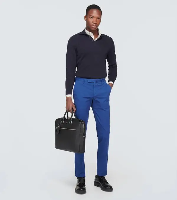 SLOWEAR Incotex Cotton-blend Slim Trousers - Blue