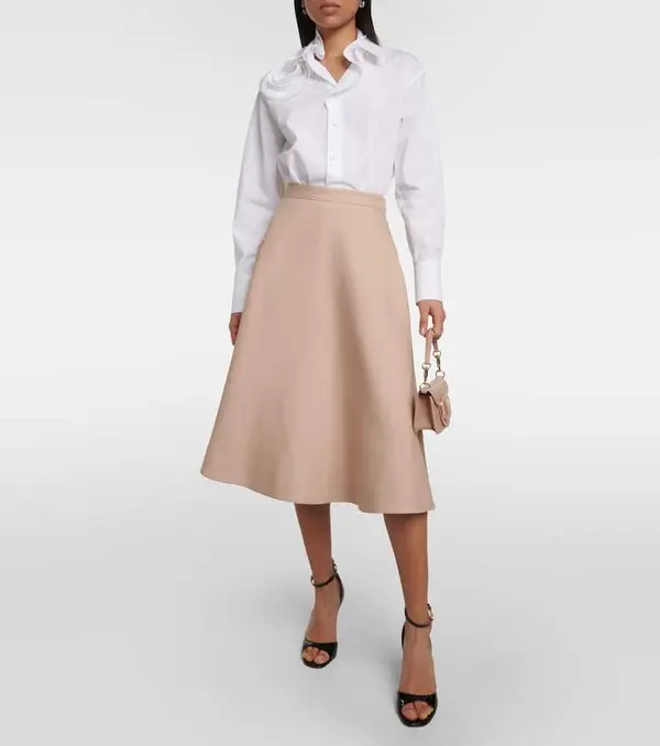 Valentino Garavani Vgold Crêpe Couture Midi Skirt
