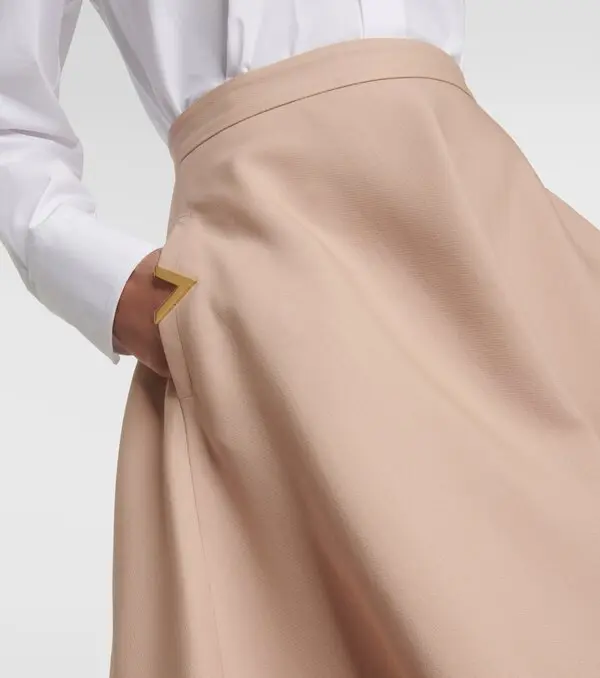 Valentino Garavani Vgold Crêpe Couture Midi Skirt