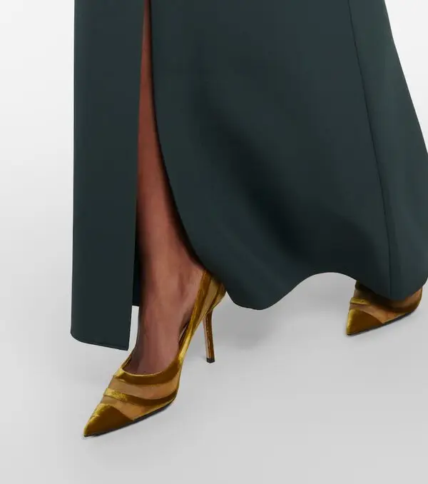 JIMMY CHOO Love 85 Velvet-trimmed Pumps - Gold