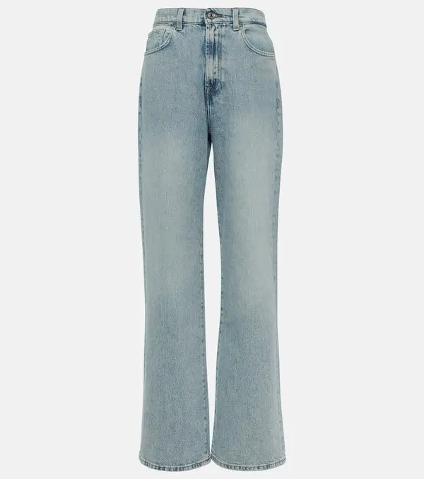 7 For All Mankind High-rise Straight-leg Jeans - Blue