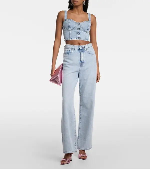 7 For All Mankind High-rise Straight-leg Jeans - Blue