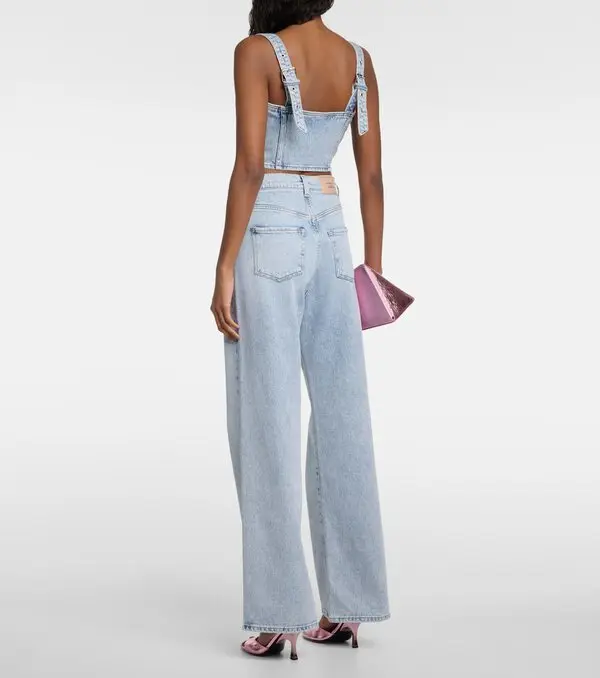 7 For All Mankind High-rise Straight-leg Jeans - Blue