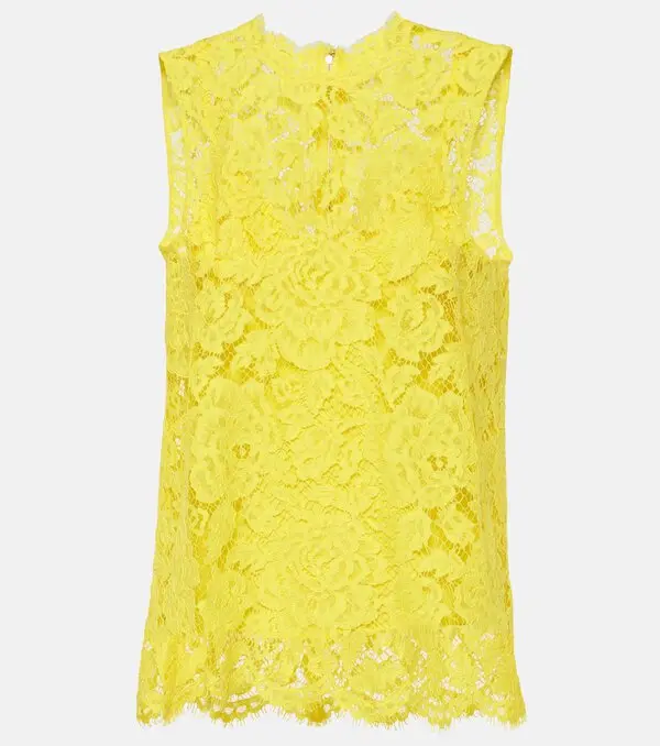 Dolce & Gabbana Floral Lace Top - Yellow