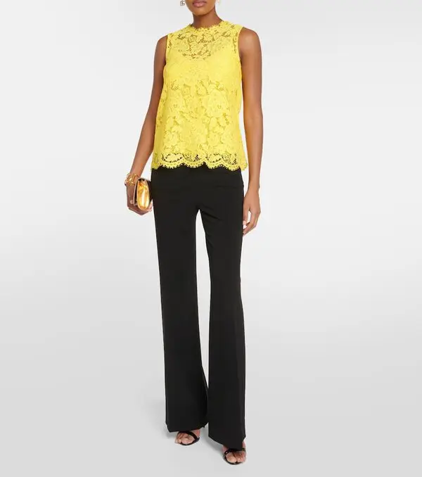 Dolce & Gabbana Floral Lace Top - Yellow