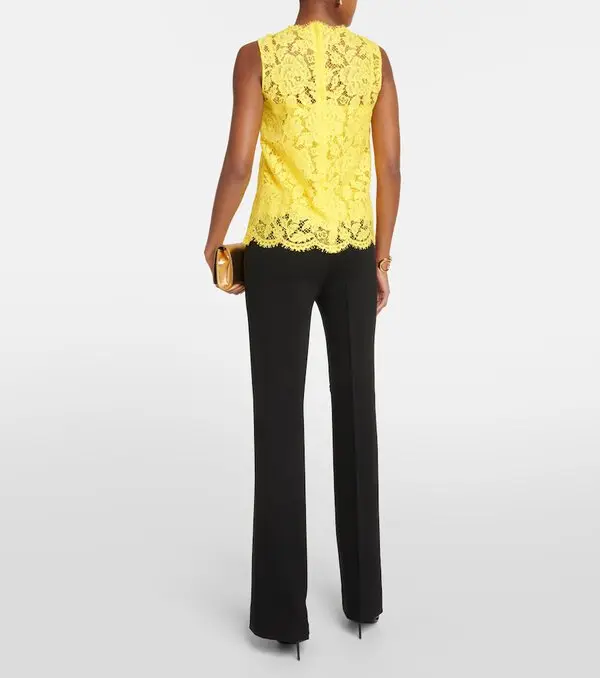 Dolce & Gabbana Floral Lace Top - Yellow