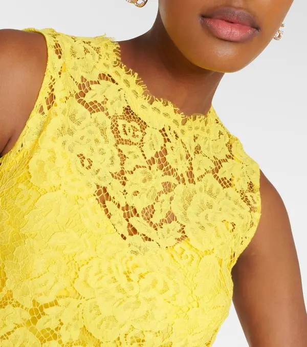 Dolce & Gabbana Floral Lace Top - Yellow - 40% Off | Editorialist