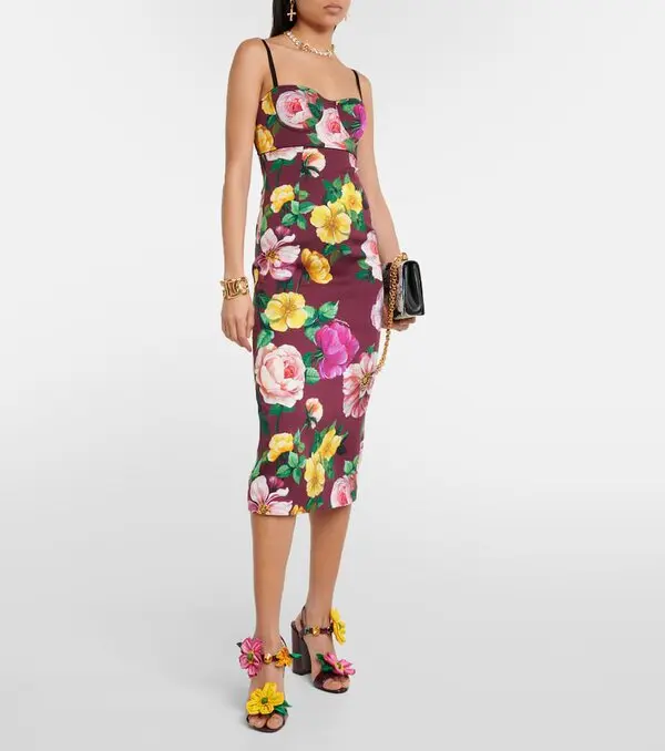 Dolce & Gabbana Floral Bustier Midi Dress
