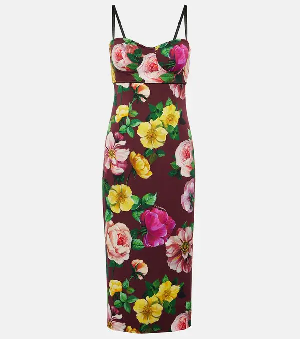 Dolce & Gabbana Floral Bustier Midi Dress - Multicoloured