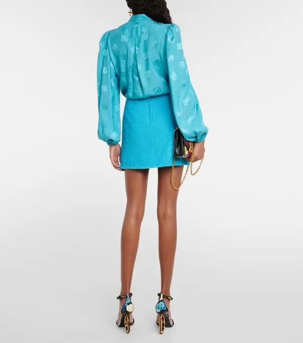 Dolce & Gabbana Fringed Wool-blend Tweed Miniskirt