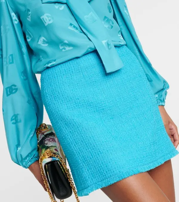 Dolce & Gabbana Fringed Wool-blend Tweed Miniskirt