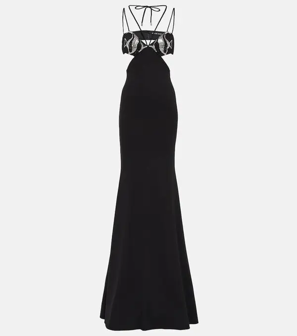 David Koma Embroidered Cutout Gown