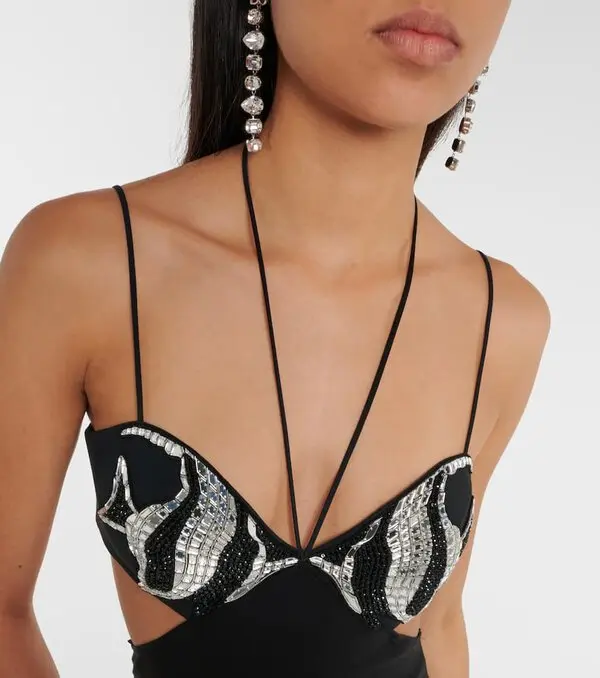 David Koma Embroidered Cutout Gown