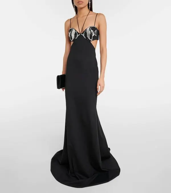 David Koma Embroidered Cutout Gown