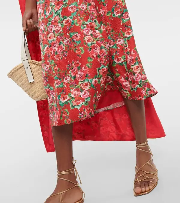 MARKARIAN Caped Silk Midi Dress