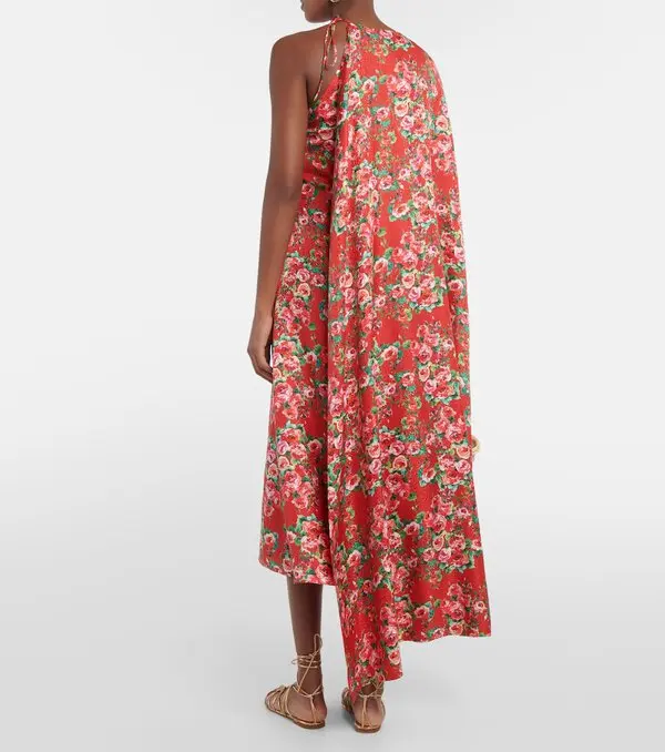 MARKARIAN Caped Silk Midi Dress
