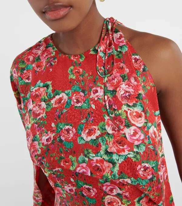 MARKARIAN Caped Silk Midi Dress