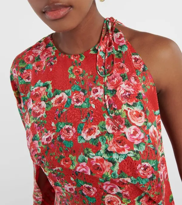 MARKARIAN Caped Silk Midi Dress