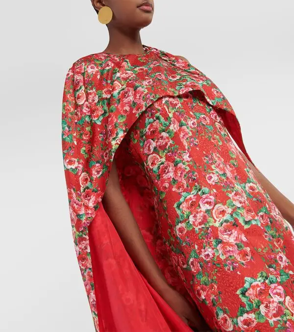 MARKARIAN Caped Silk Midi Dress