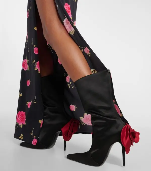 Magda Butrym Floral-appliqué Satin Sock Boots