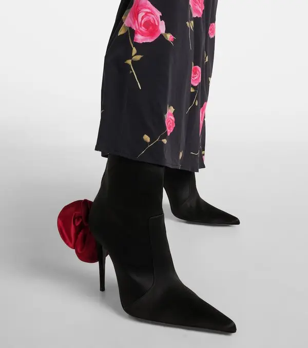 Magda Butrym Floral-appliqué Satin Sock Boots