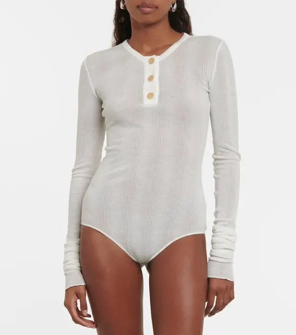 Khaite Janelle Cotton-blend Jersey Bodysuit - White