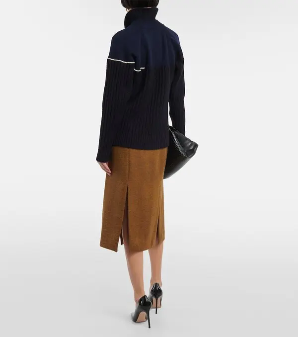 Victoria Beckham Double-collar Wool Sweater - Blue