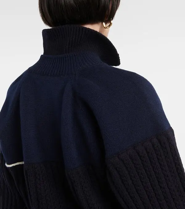 Victoria Beckham Double-collar Wool Sweater - Blue