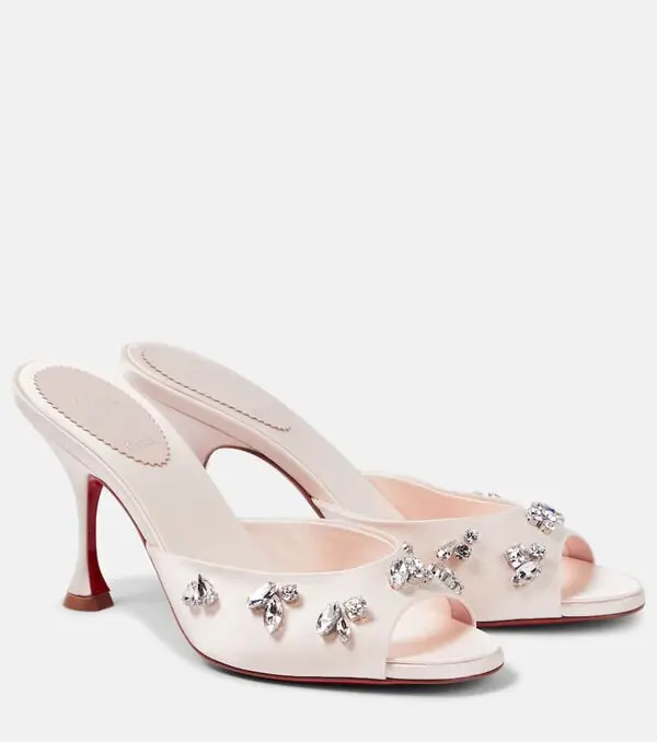 CHRISTIAN LOUBOUTIN Degraqueen 85 Embellished Mules - Pink