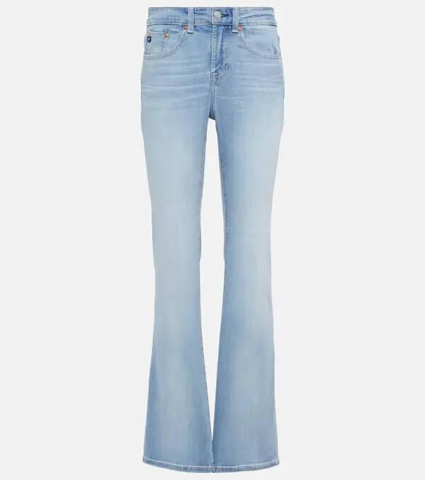 Ag Embroidered Flared Jeans - Blue