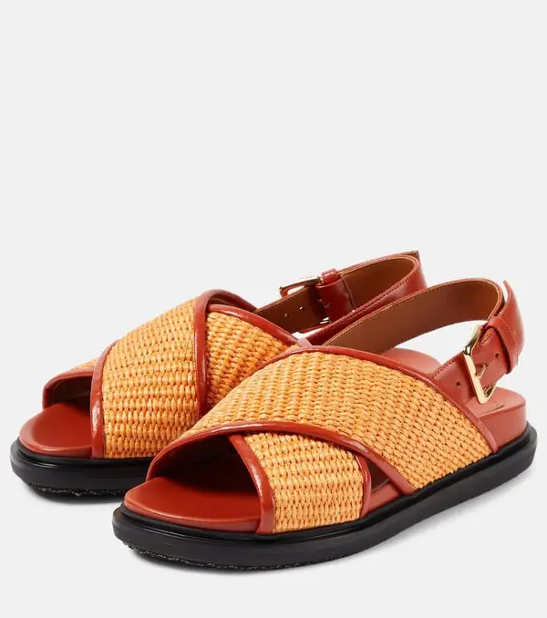 Marni Fussbet Raffia-effect Sandals - Brown