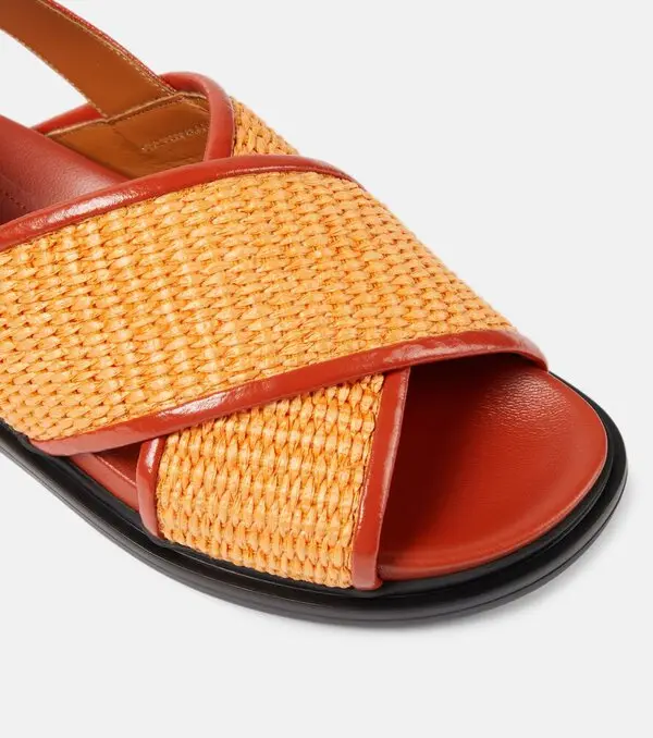 Marni Fussbet Raffia-effect Sandals - Brown