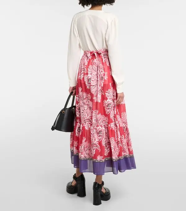 Etro High-rise Cotton And Silk Maxi Skirt