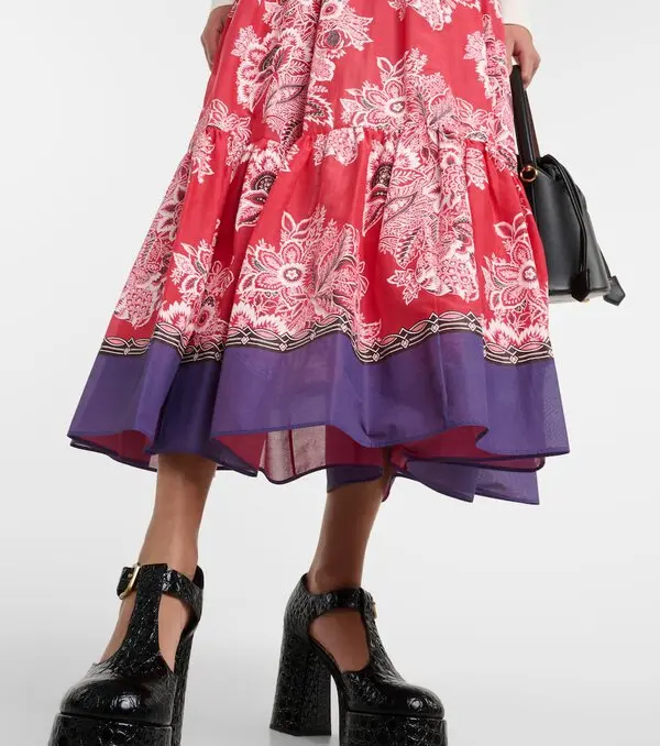 Etro High-rise Cotton And Silk Maxi Skirt