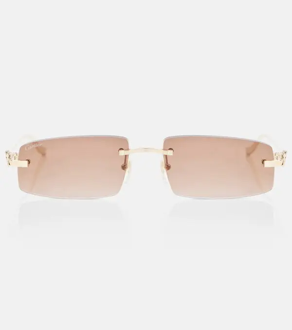 Cartier Panthère De Rectangular Sunglasses - Gold