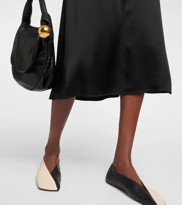 JIL SANDER Draped Satin Midi Dress - Black