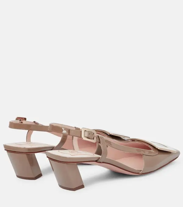 ROGER VIVIER Belle Vivier Leather Slingback Pumps - Beige