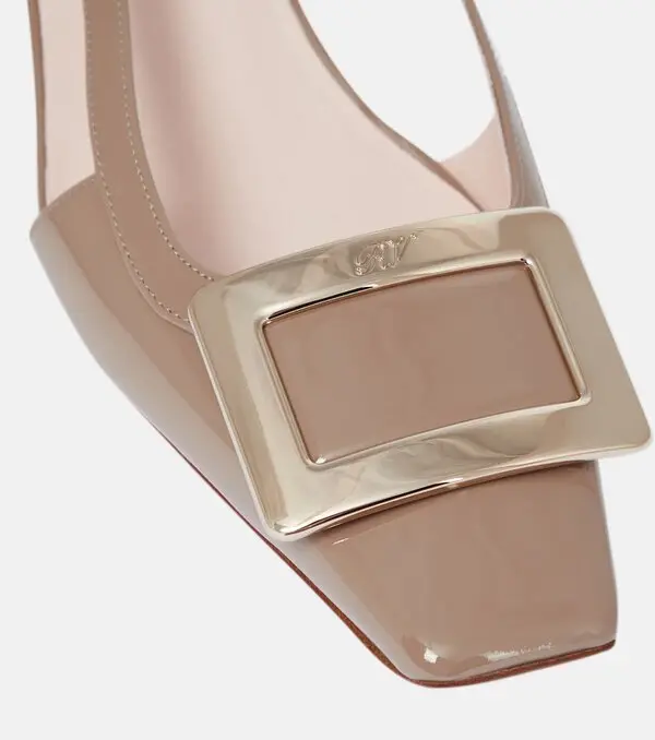 ROGER VIVIER Belle Vivier Leather Slingback Pumps - Beige