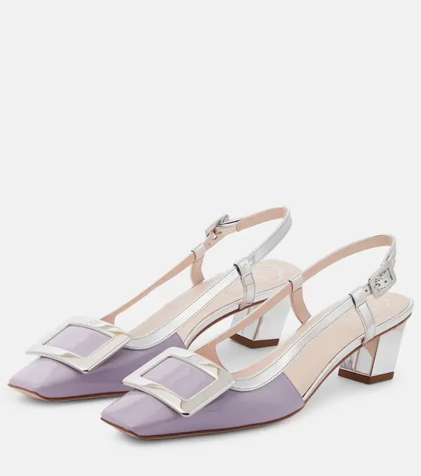 ROGER VIVIER Belle Vivier Leather Slingback Pumps - Purple