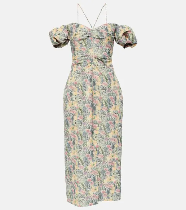 MARKARIAN Ruched Off-shoulder Midi Dress